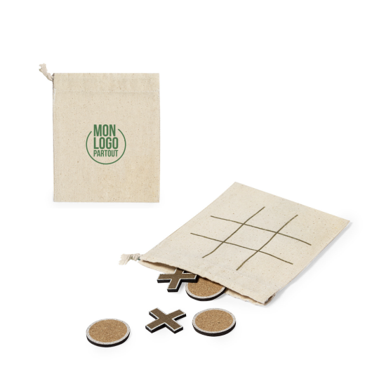 Jeu de morpion personnalisable en liège - Boite à Objets